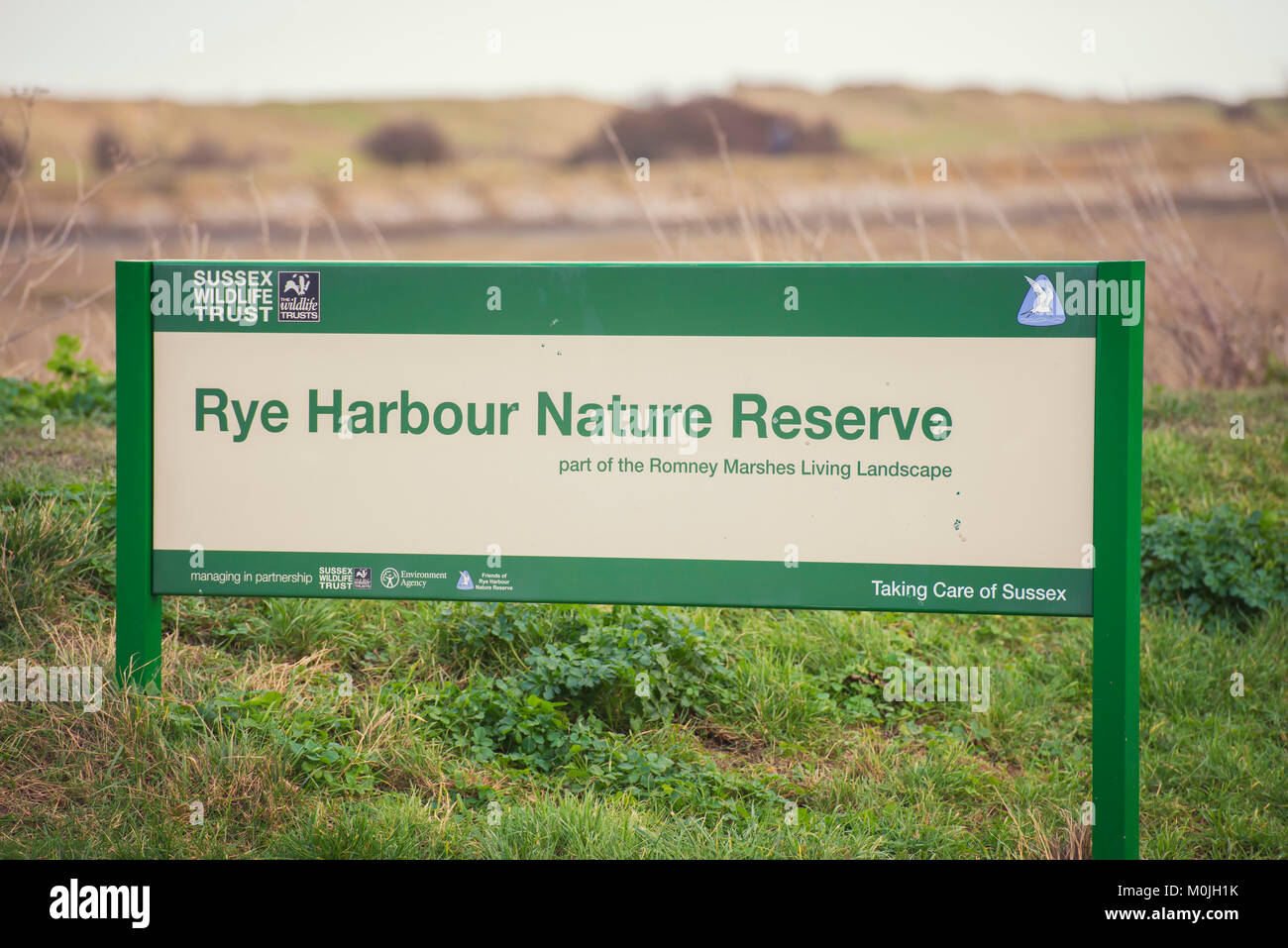 Rye harbour nature reserve sign Stock Photo - Alamy