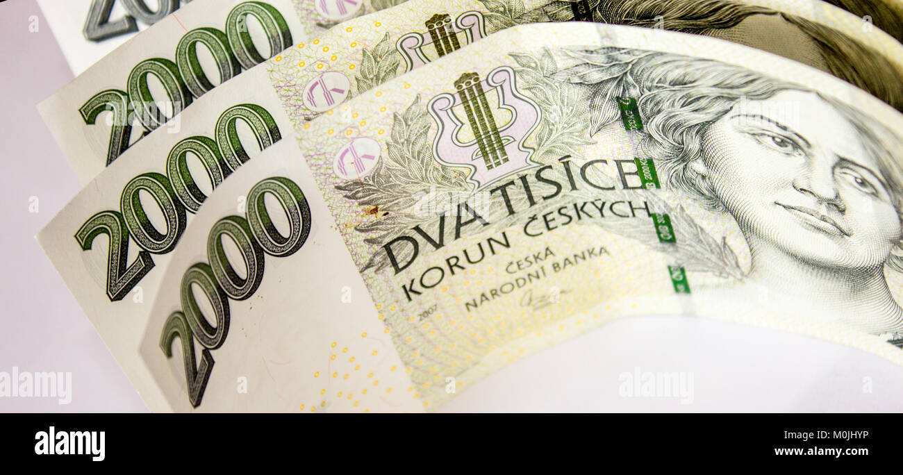 The Czech banknotes money like a background Stock Photo - Alamy