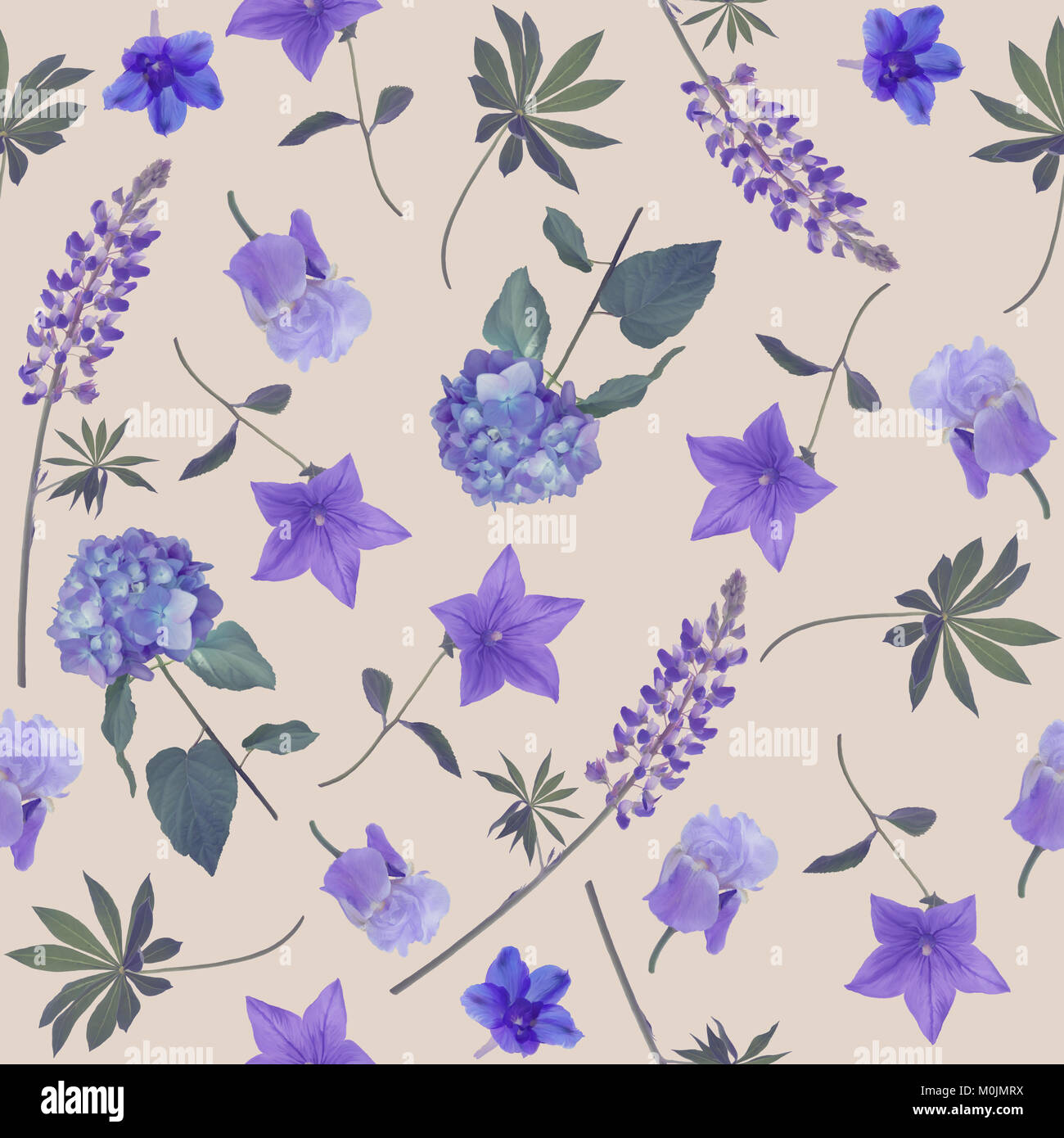 seamless pattern of blue flowers . Endless texture for your design ...