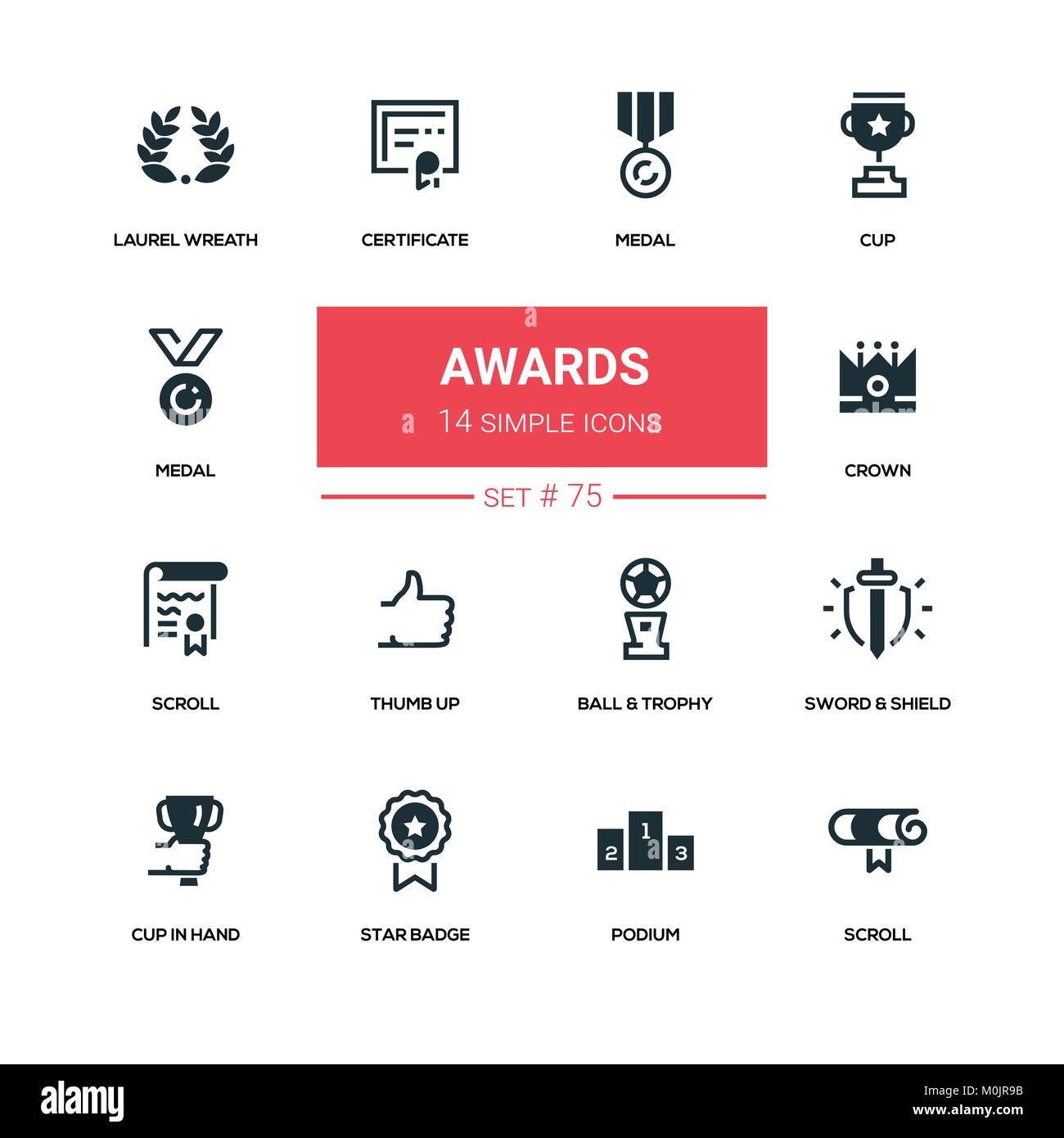 Awards - line design silhouette icons set Stock Vector Image & Art - Alamy