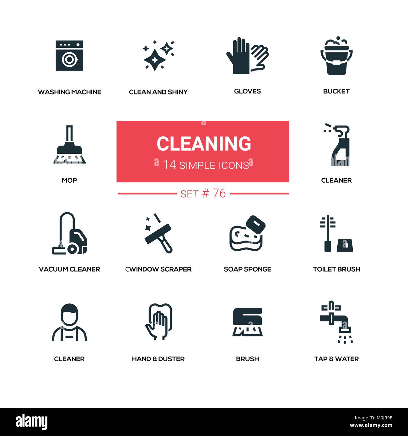 Cleaning - line design silhouette icons set Stock Vector Image & Art ...