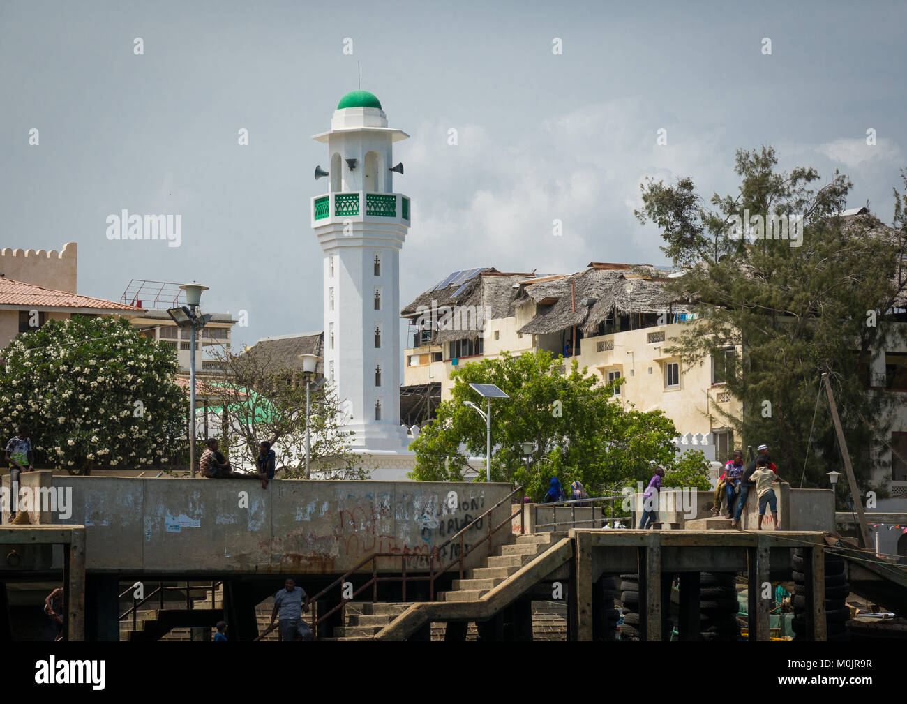 The new mosque, Masjid Rawdha, overlooking the seafront, Lamu island ...