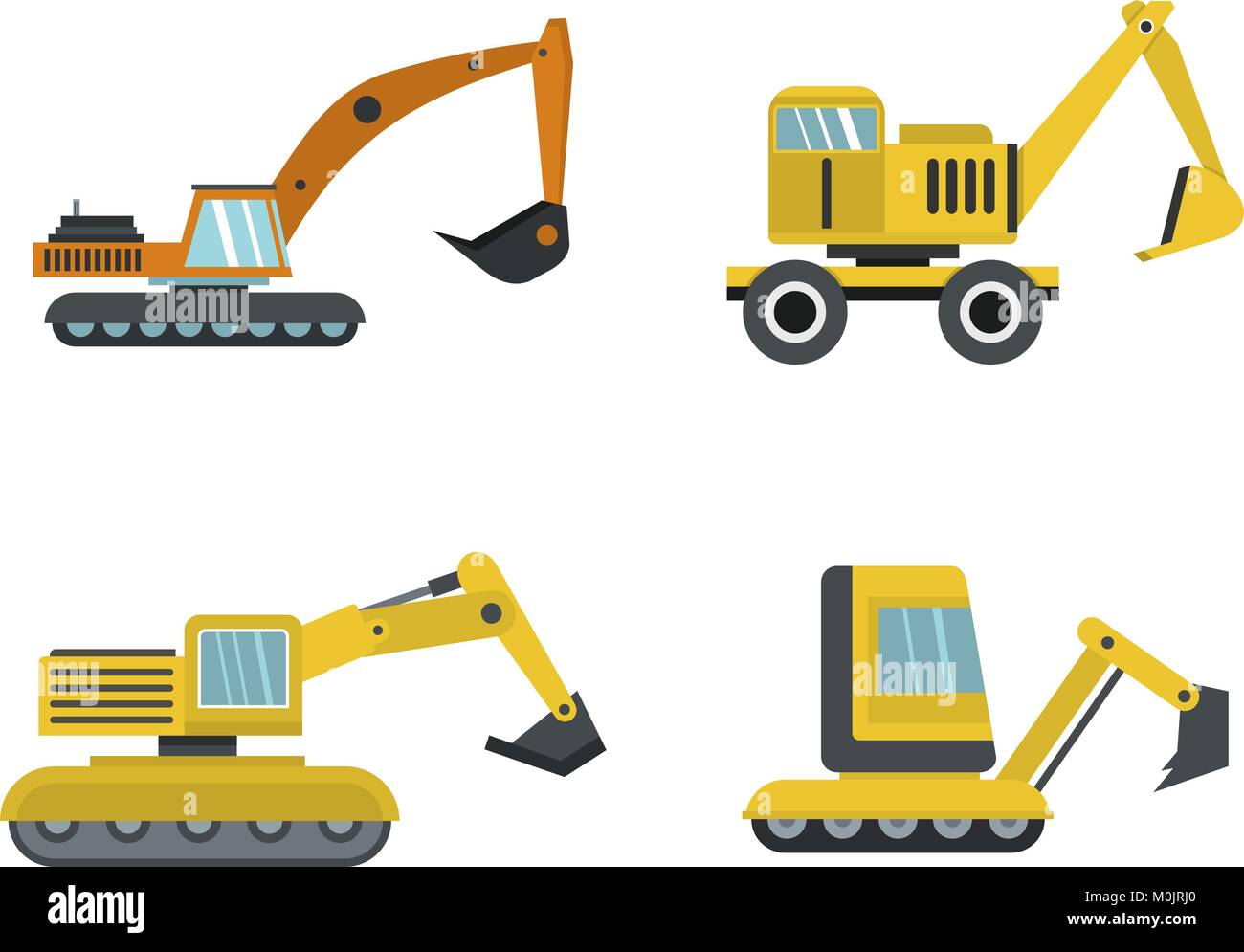 Excavator icon set, flat style Stock Vector Image & Art - Alamy