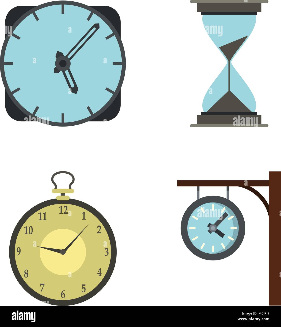 Clock icon set, flat style Stock Vector Image & Art - Alamy