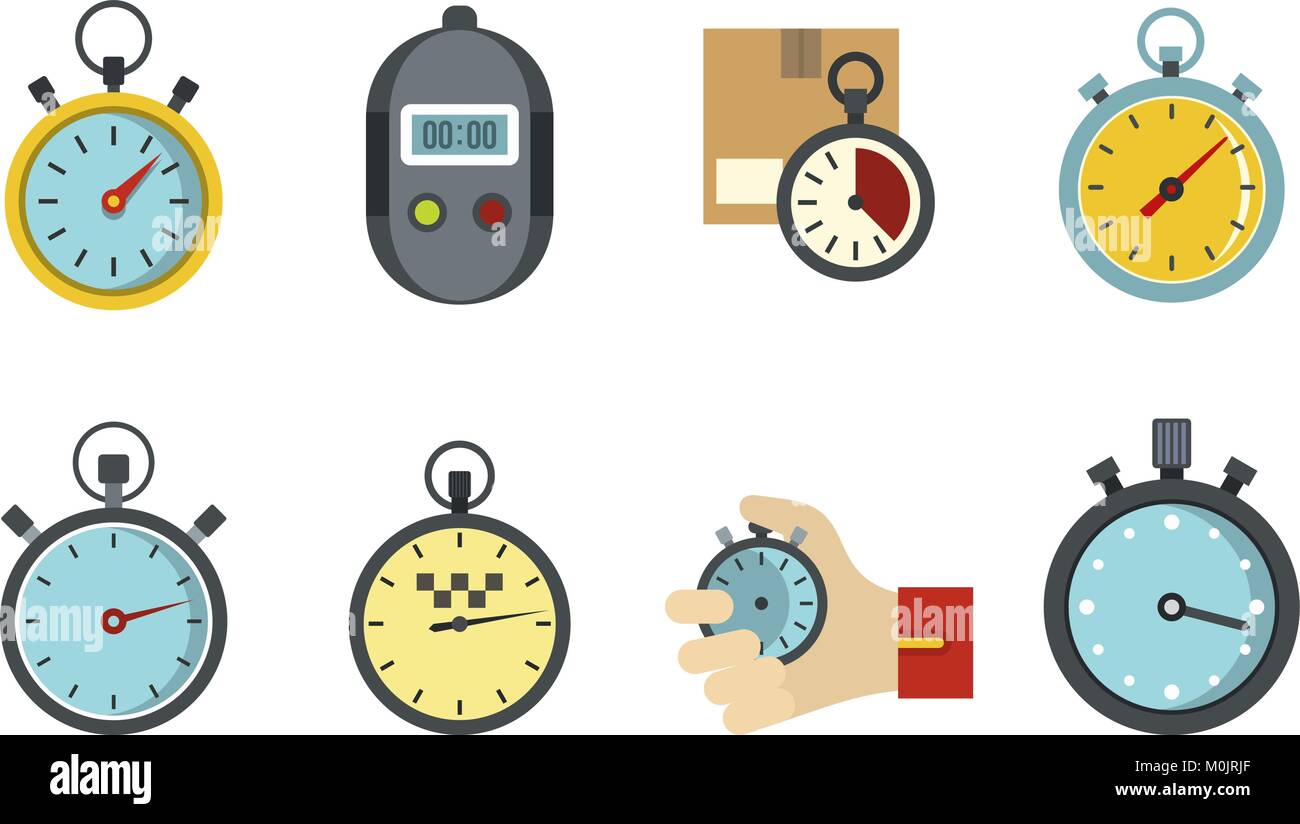 Stopwatch Icon Set Flat Style Stock Vector Image And Art Alamy