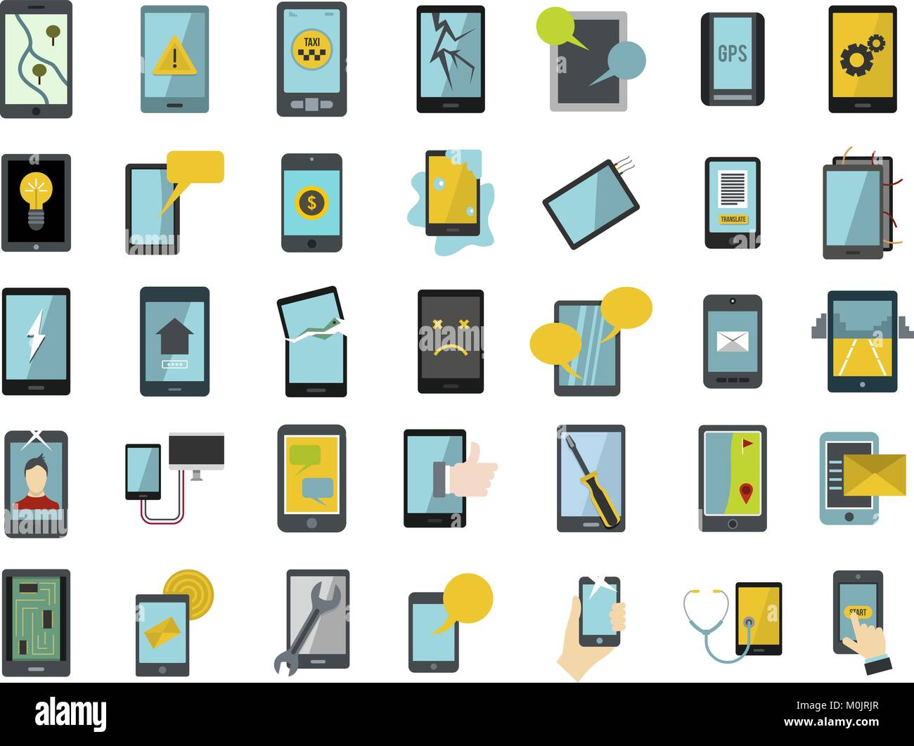 Smartphone icon set, flat style Stock Vector Image & Art - Alamy