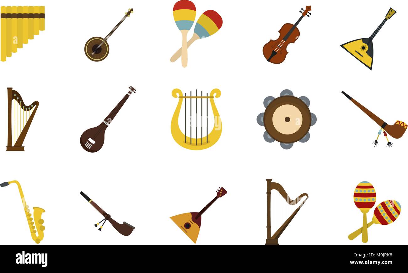 Musical instrument icon set, flat style Stock Vector Image & Art - Alamy