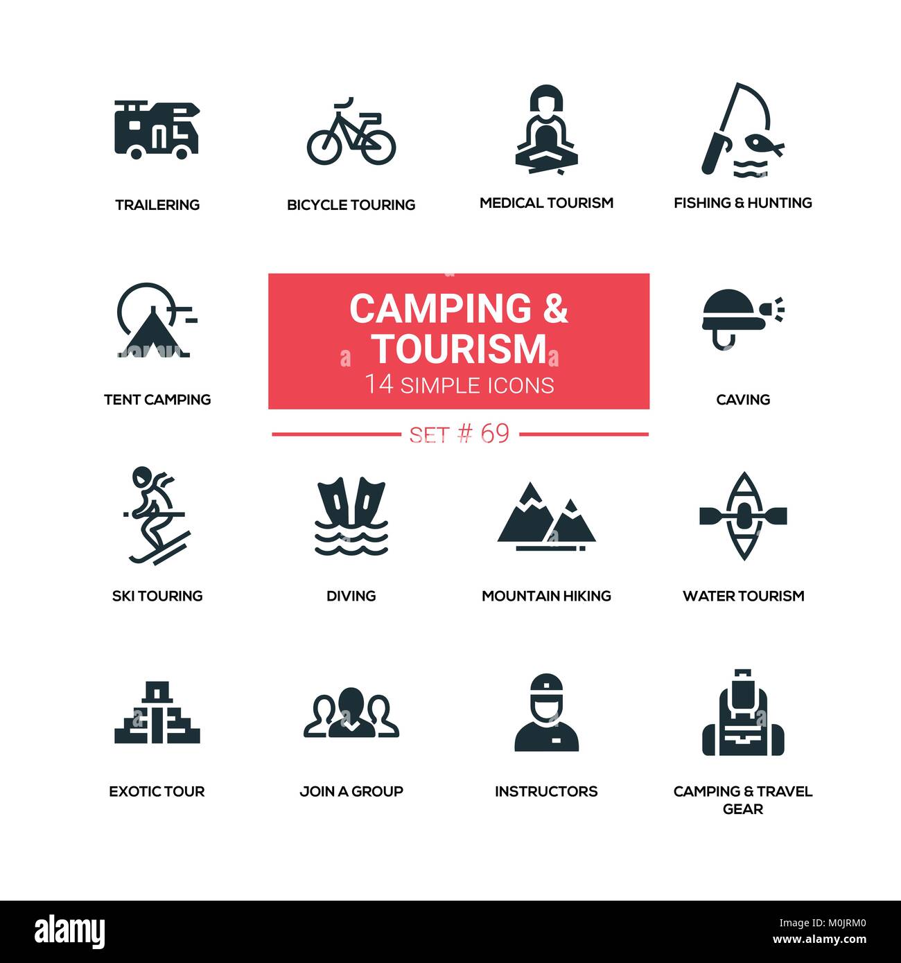 Camping gear line icons Cut Out Stock Images & Pictures - Alamy