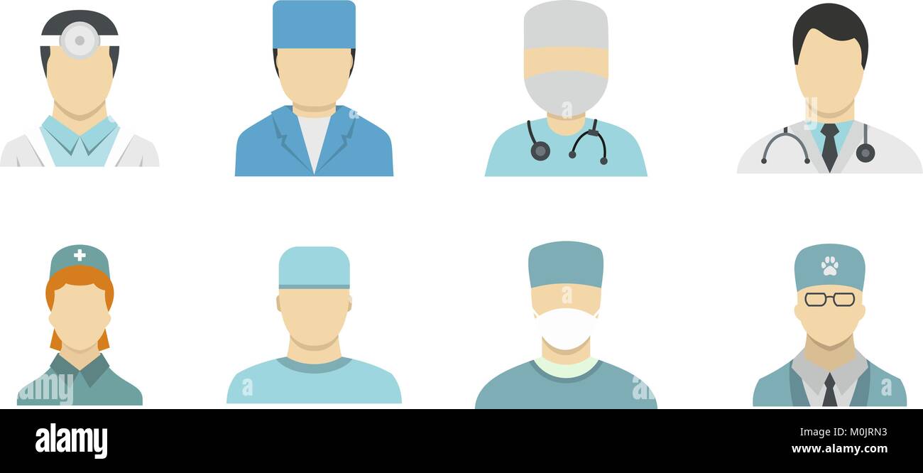 Doctor avatar icon set, flat style Stock Vector Image & Art - Alamy