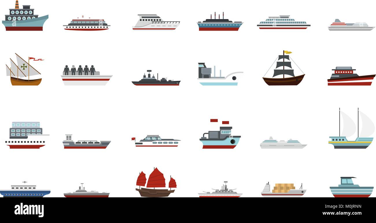 Ship icon set, flat style Stock Vector Image & Art - Alamy