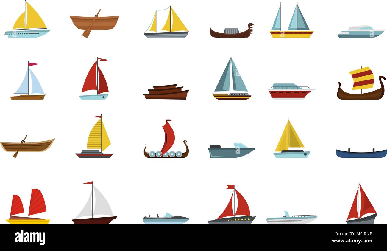 Boat icon set, flat style Stock Vector Image & Art - Alamy