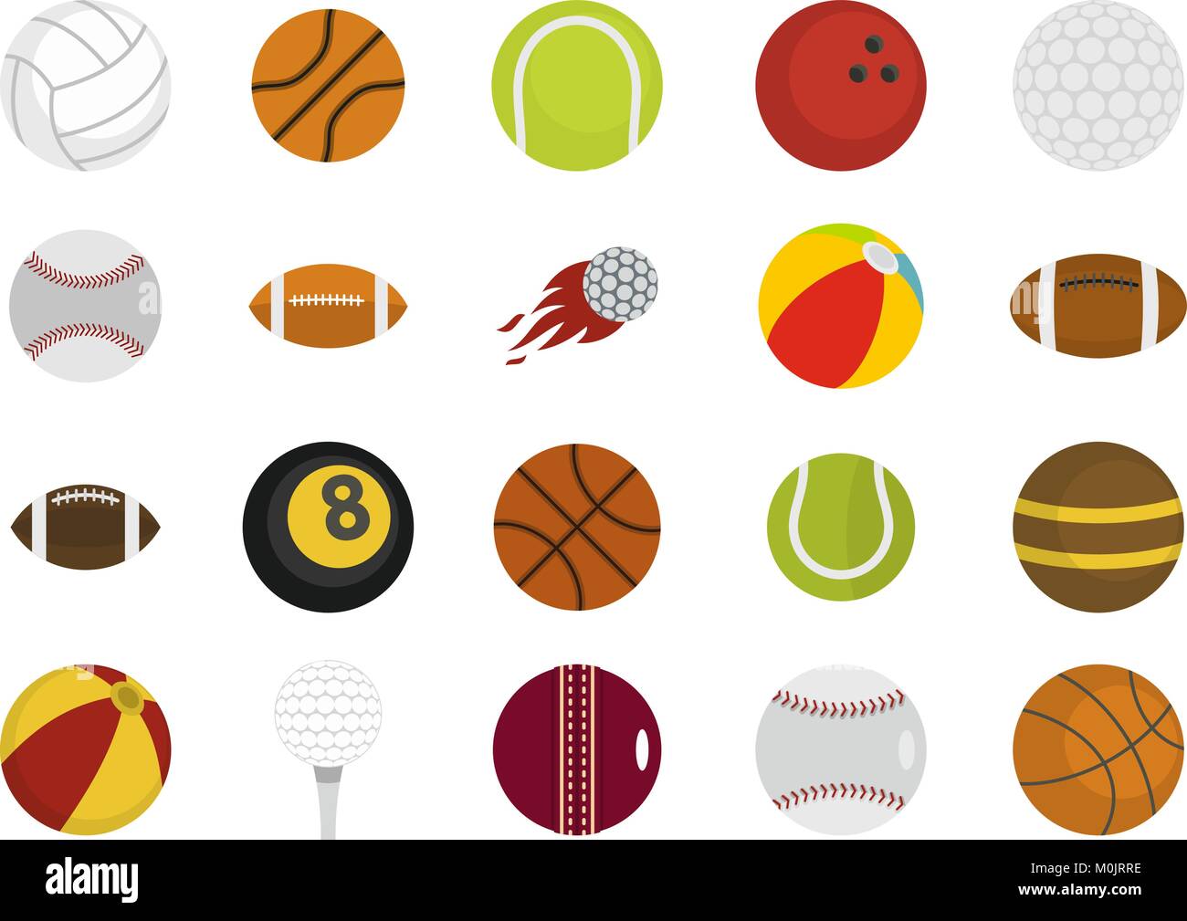 Sport balls icon set, flat style Stock Vector Image & Art - Alamy