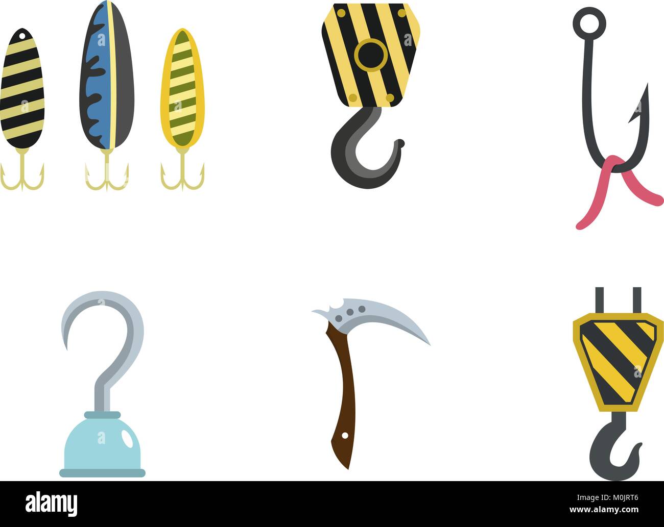 Hook icon set, flat style Stock Vector Image & Art - Alamy
