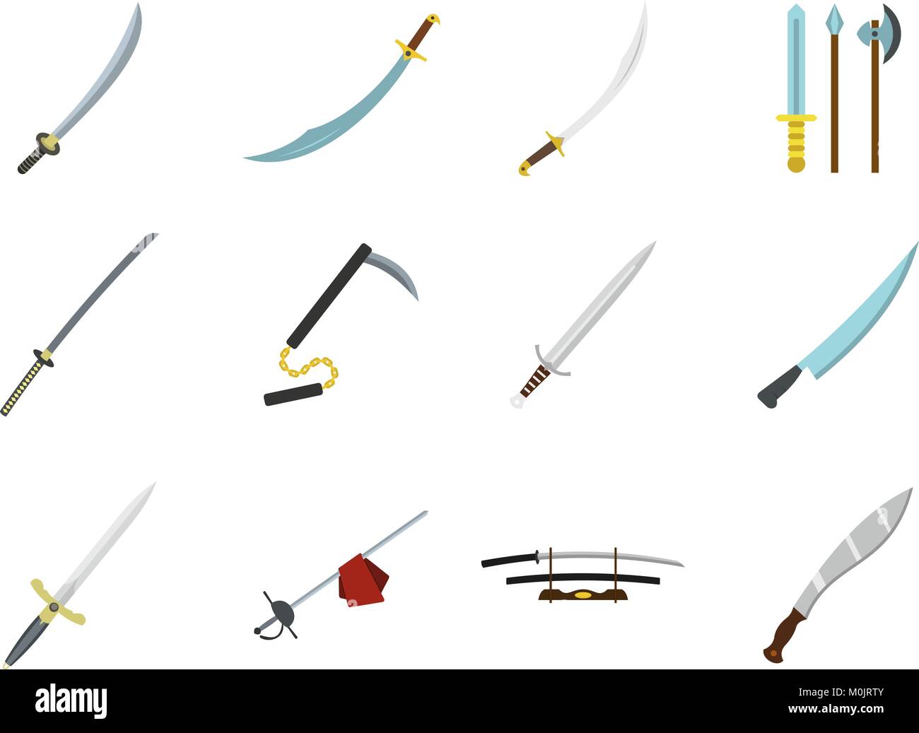 Sword icon set, flat style Stock Vector Image & Art - Alamy