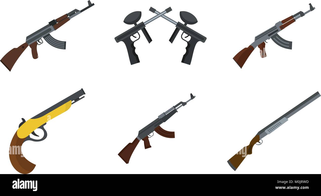 Rifle icon set, flat style Stock Vector Image & Art - Alamy