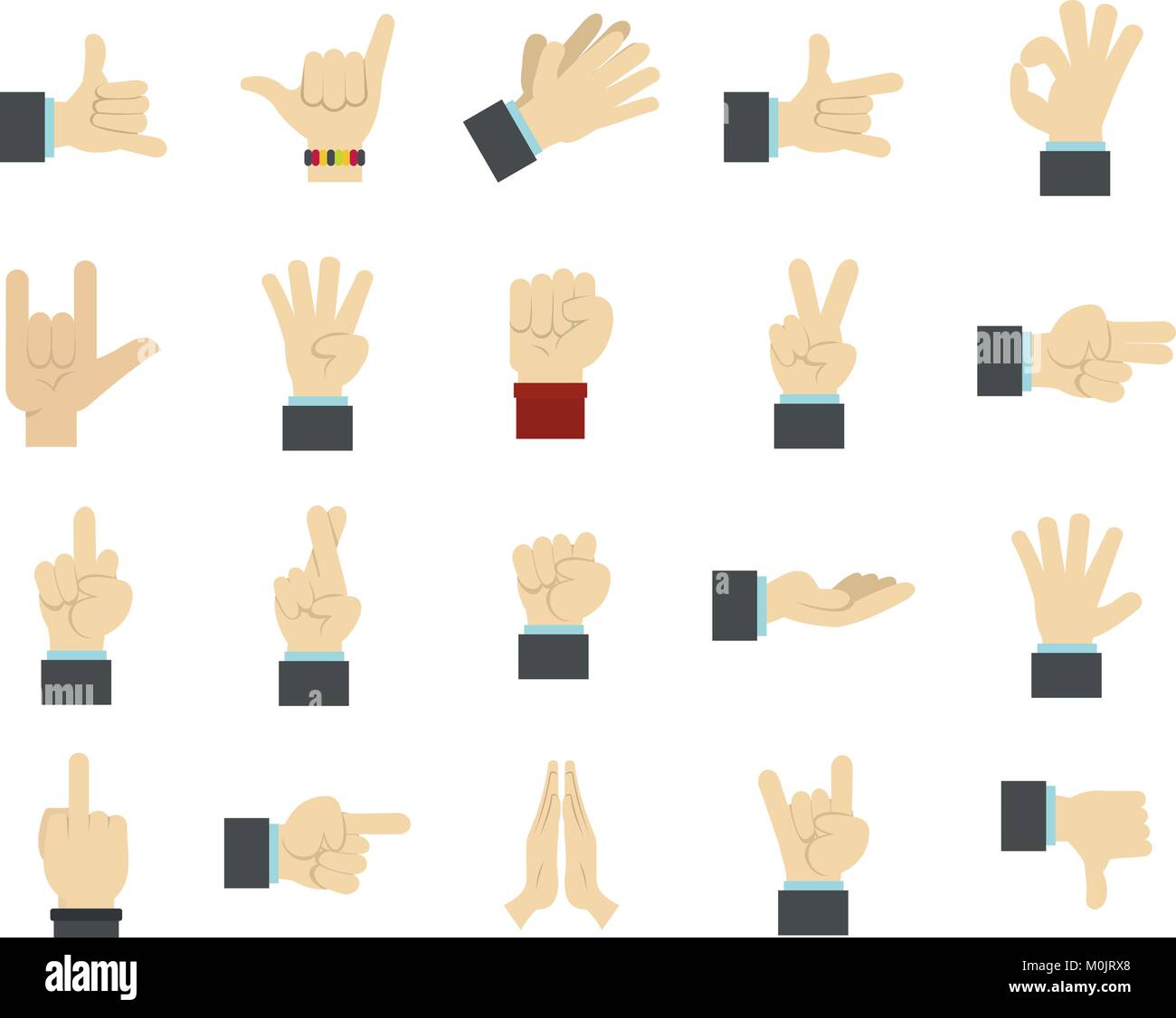 Hand sign icon set, flat style Stock Vector Image & Art - Alamy