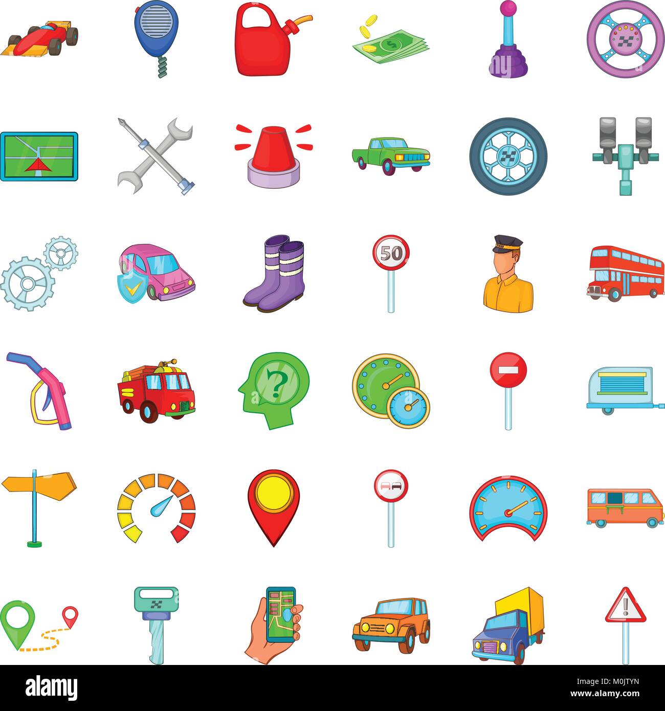 Road transportation icons set, cartoon style Stock Vector Image & Art ...