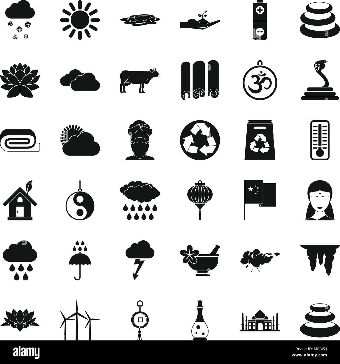 Asiatic icons set, simple style Stock Vector Image & Art - Alamy