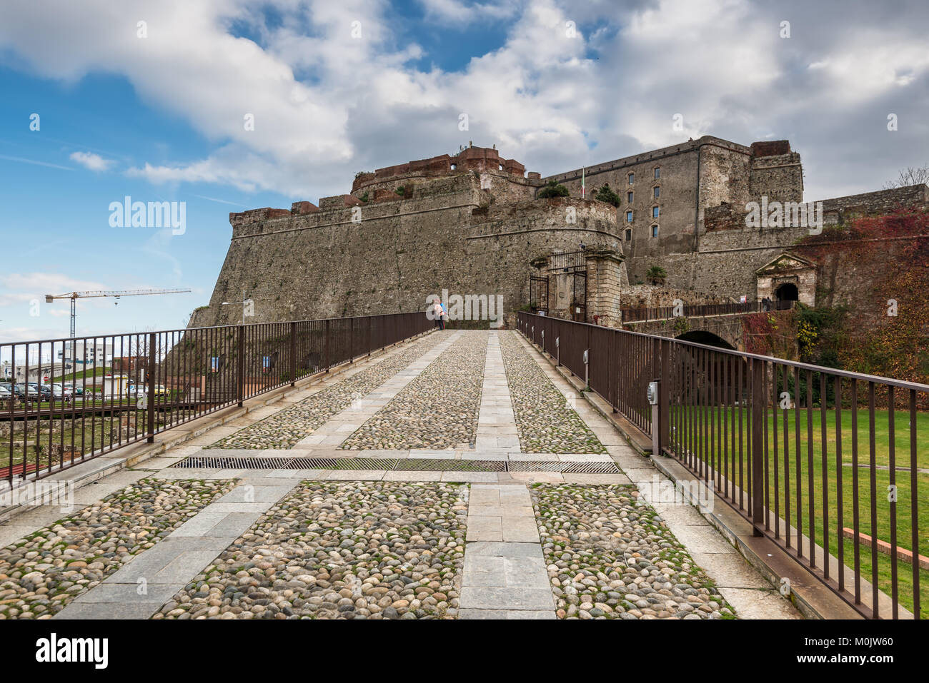 Savona, Italy - December 2, 2016: Entrance gate and bridge to the ...