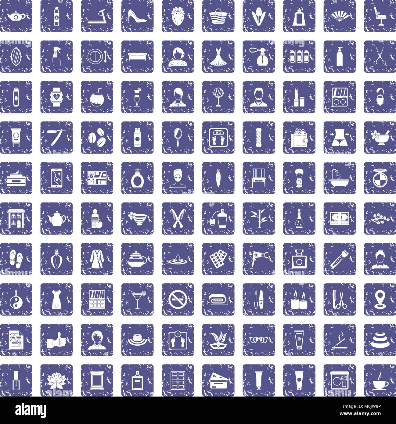100 beauty salon icons set grunge sapphire Stock Vector Image & Art - Alamy