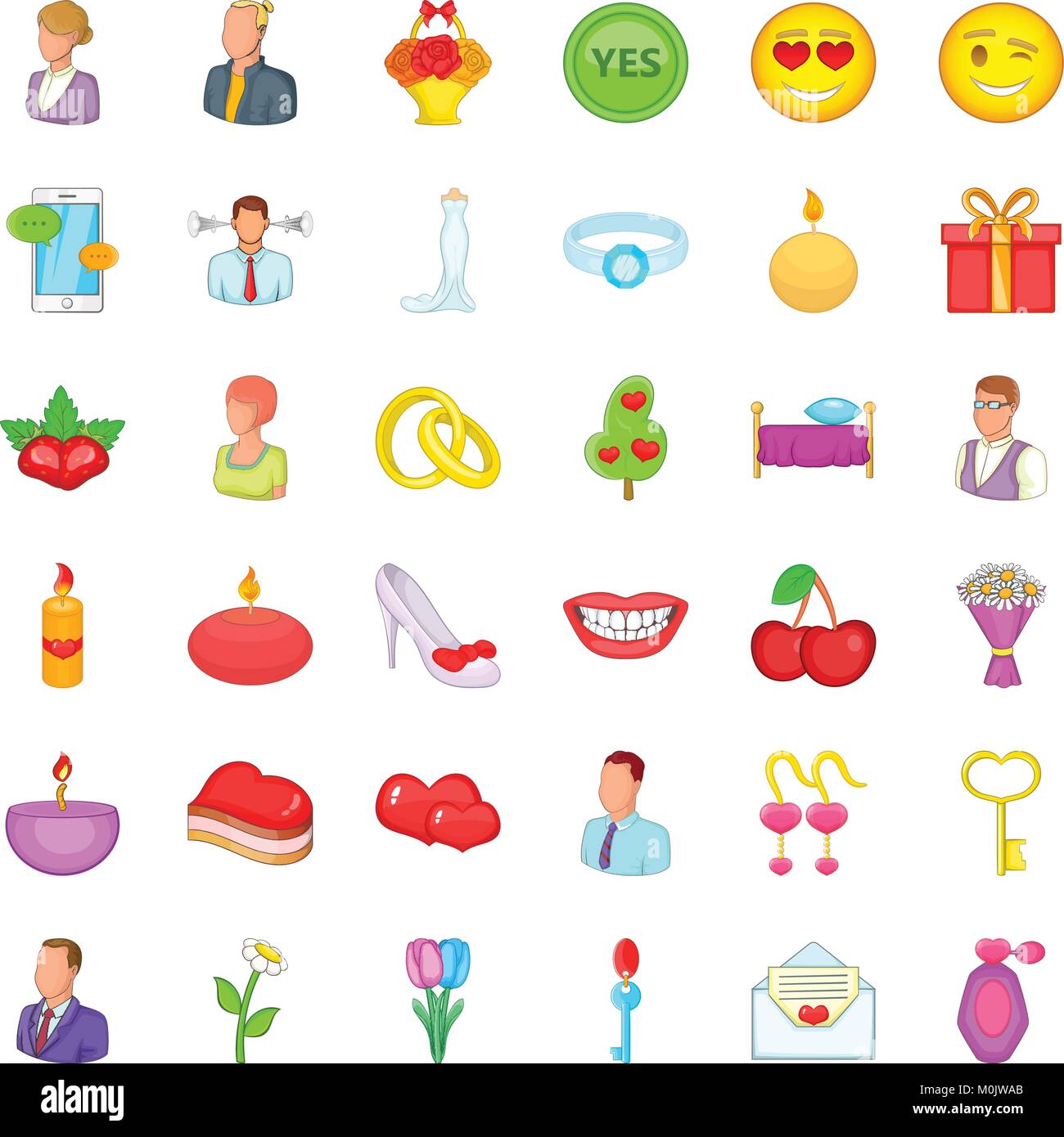 Romantic icons set, cartoon style Stock Vector Image & Art - Alamy