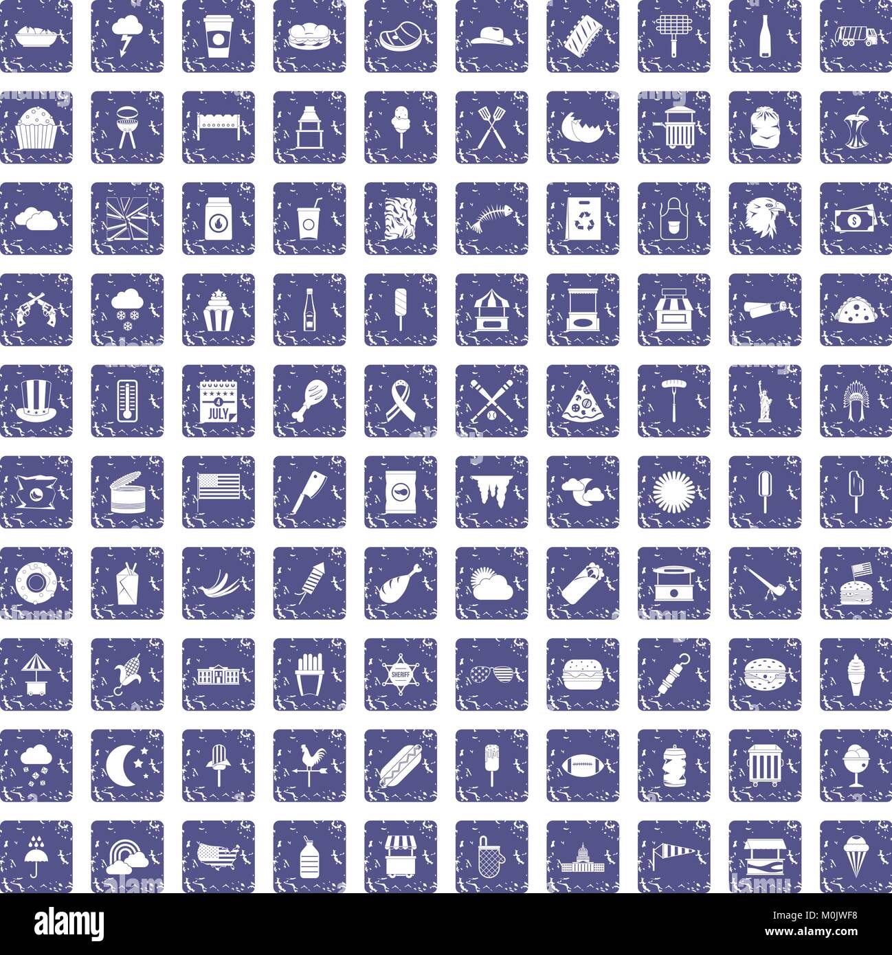 100 street food icons set grunge sapphire Stock Vector Image & Art - Alamy