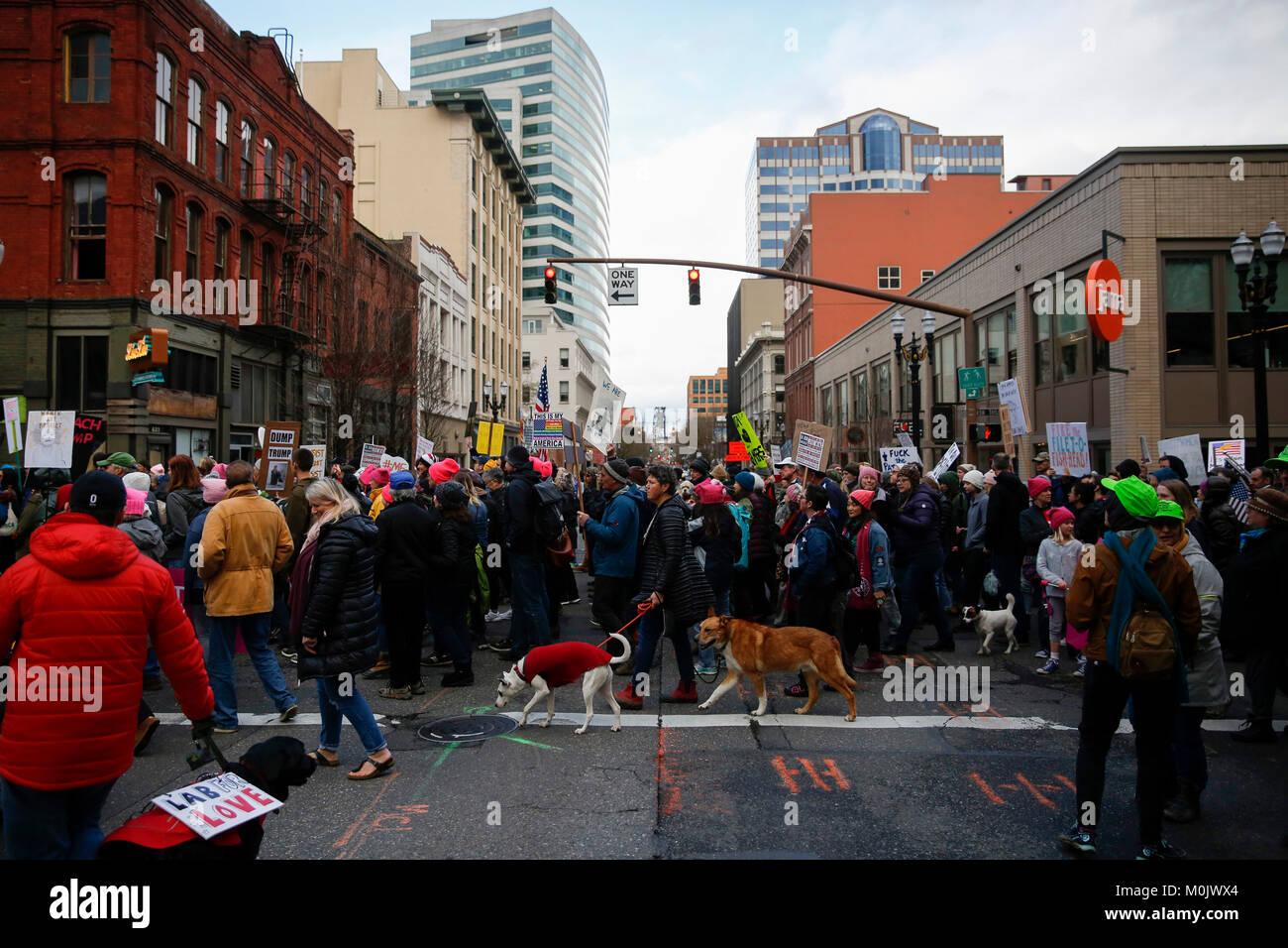 Women march for their rights and to protest against President Donald ...
