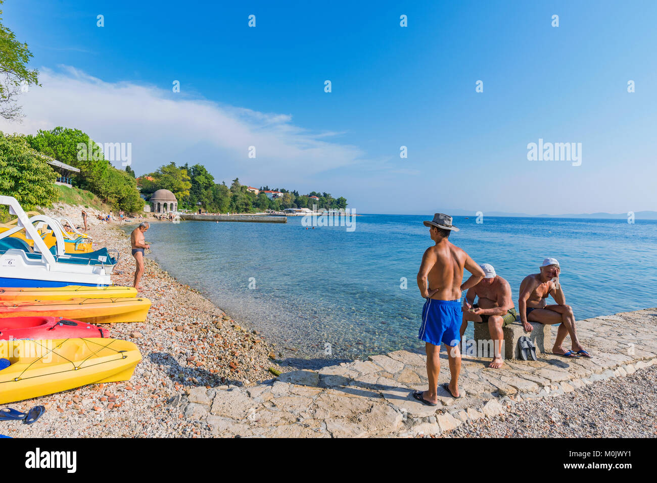 ZADAR, CROATIA - SEPTEMBER 14: View of a small quiet pebble beach where ...