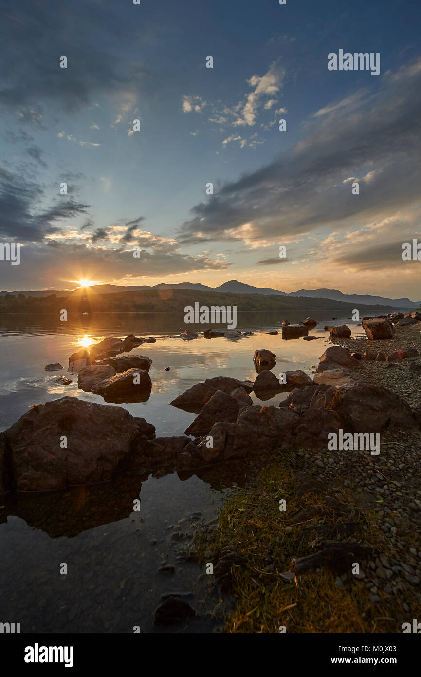 Coniston Water at Sunset, The Lake District National Park, Cumbria ...
