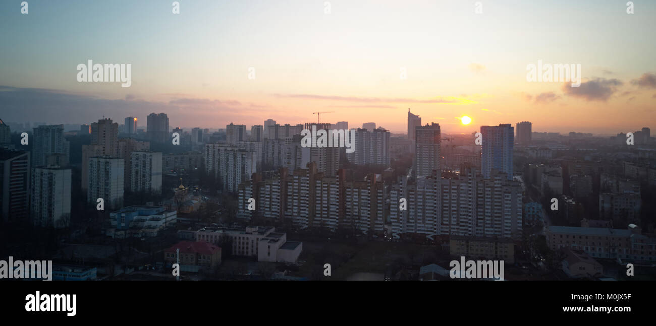 birdseye view of the city at sunrise Stock Photo - Alamy