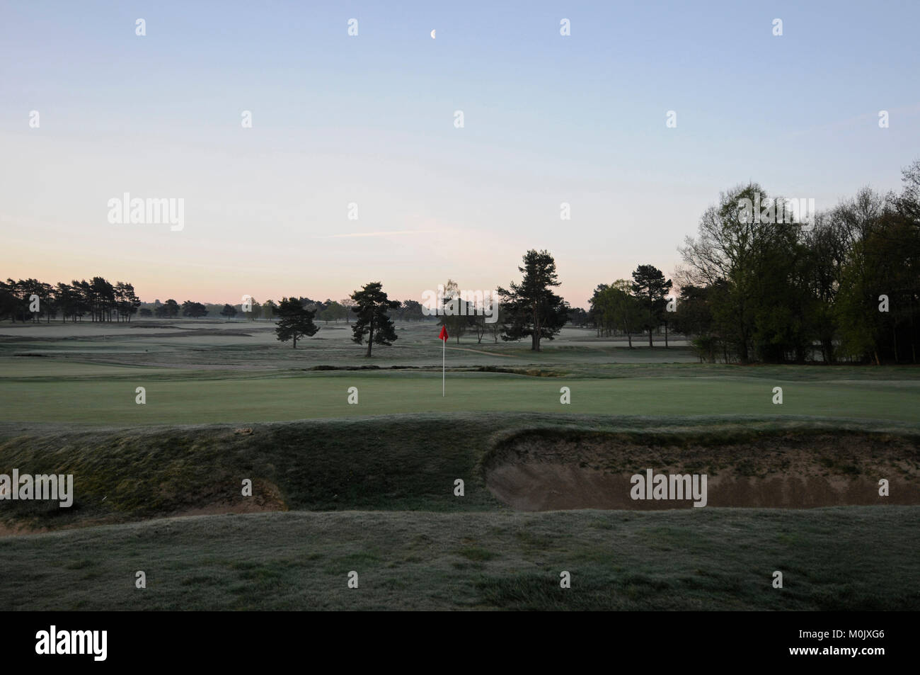 View of the 1st Green on the New Course on a frosty early morning and ...
