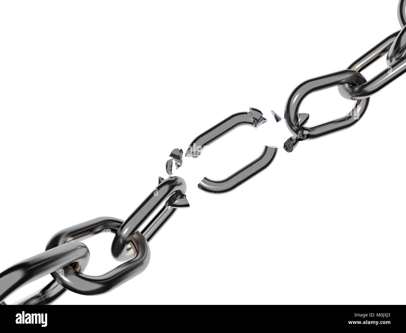 3D rendering illustration of breaking metal chain Stock Photo - Alamy