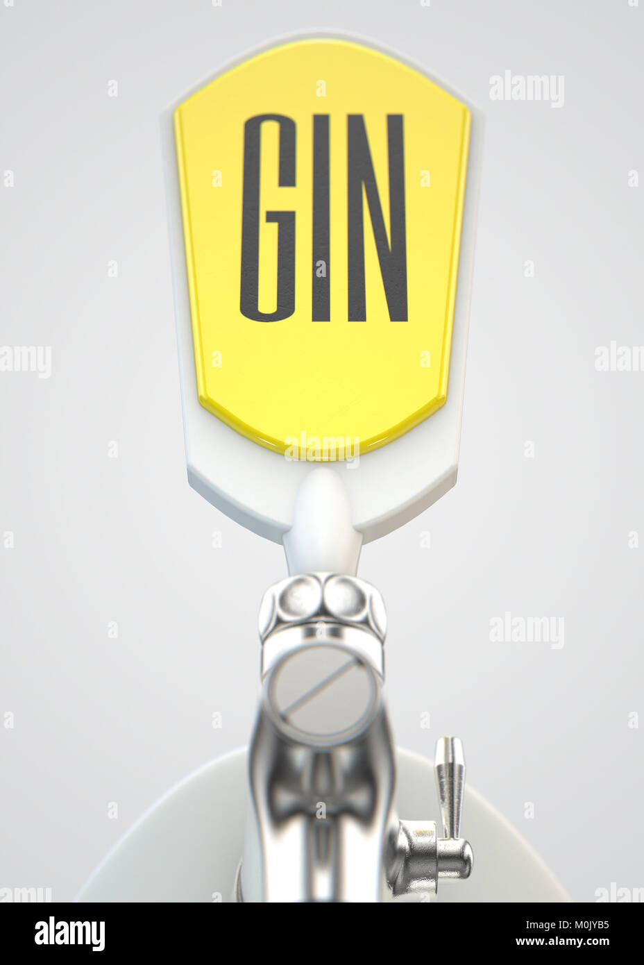 A slick modern white and chrome draught gin tap on an isolated white ...