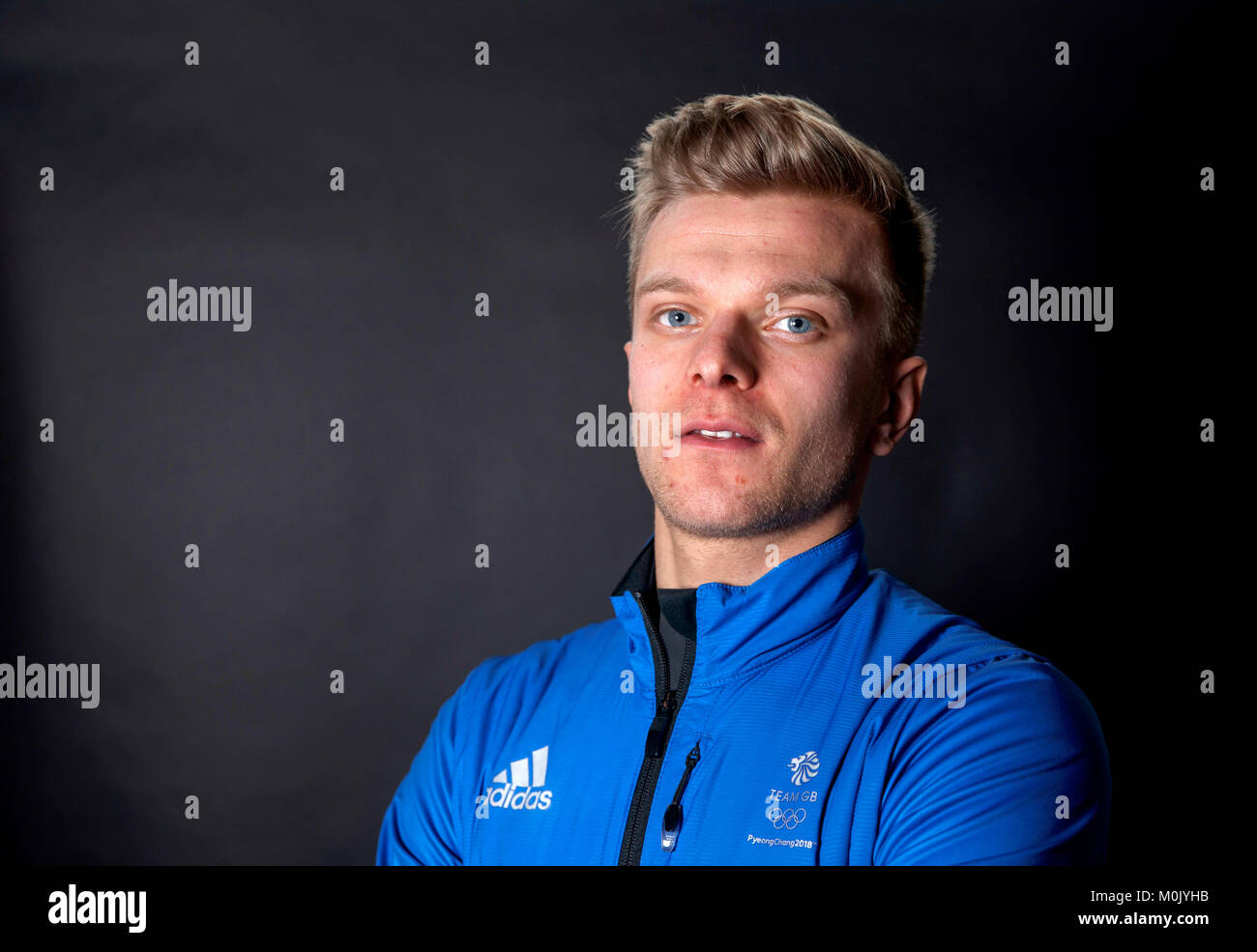 Short track speed skater Joshua Cheetham during a kitting out session ...