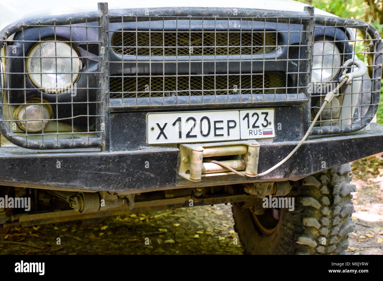 Shapsugskaya, Russia - June 30, 2017: SUV in the forest. Transport for ...
