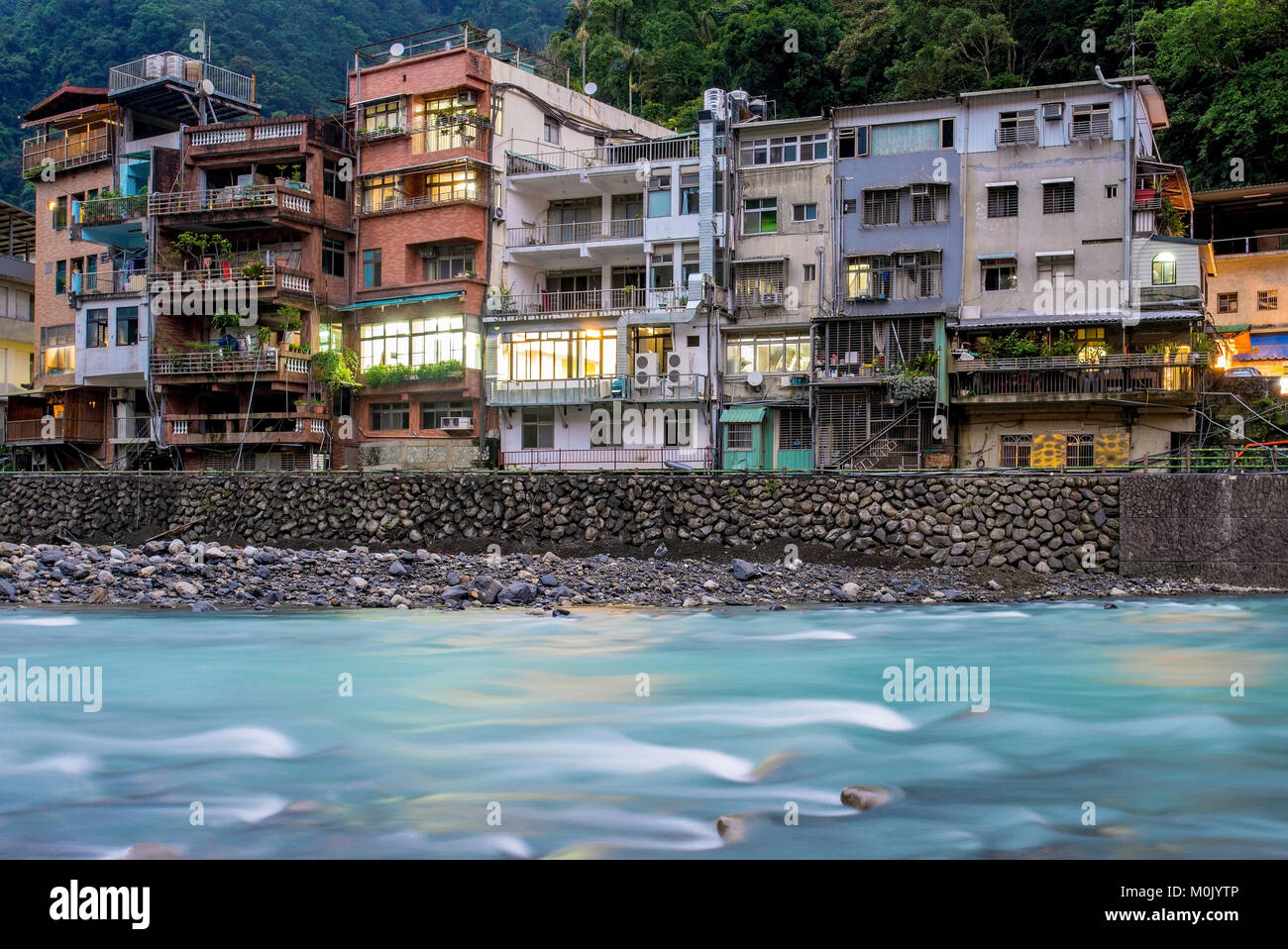 View of Wulai hot spring village in Taiwan Stock Photo - Alamy
