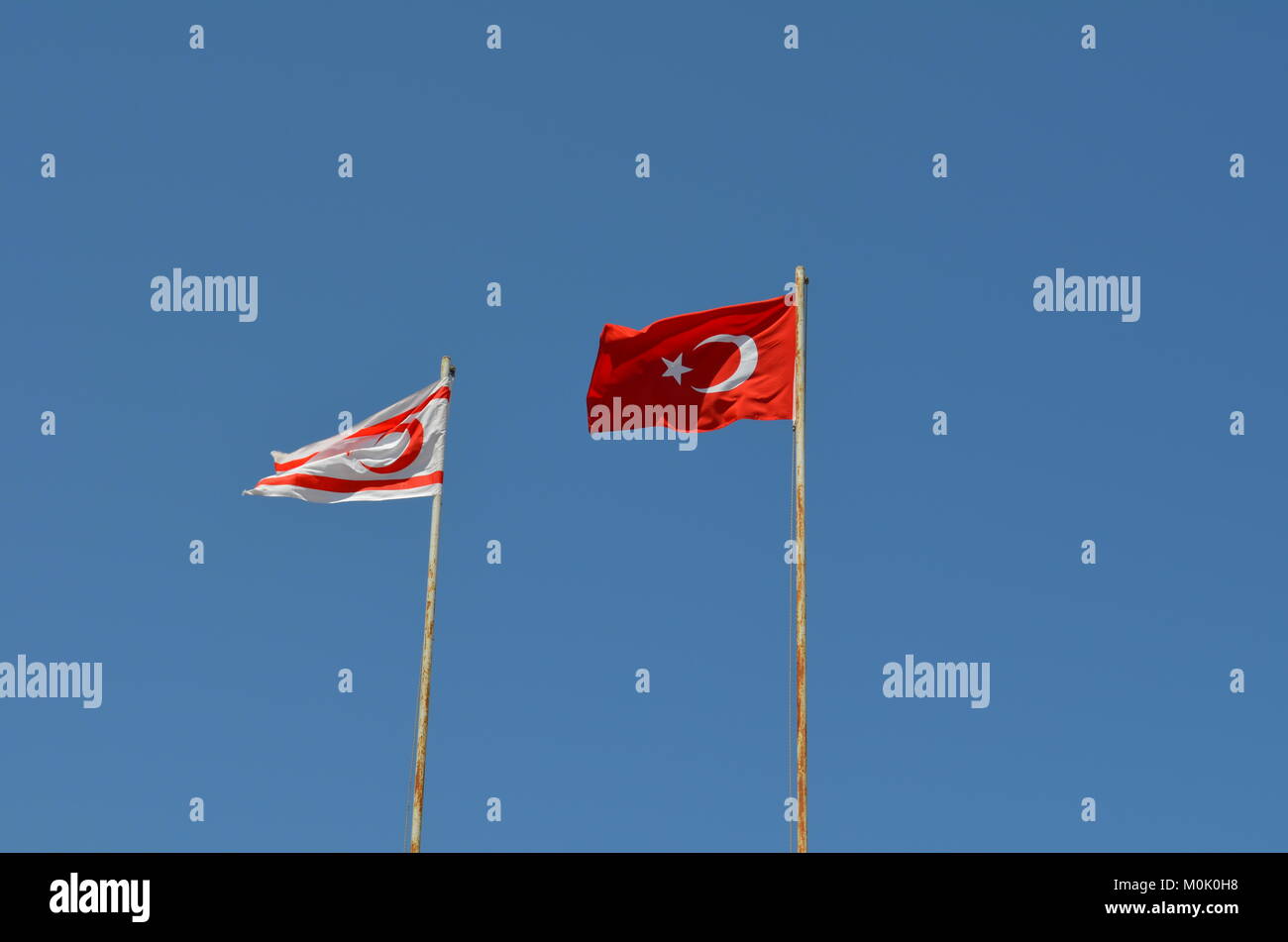 The flag of Turkey and the flag of Turkish Republic of Northern Cyprus ...