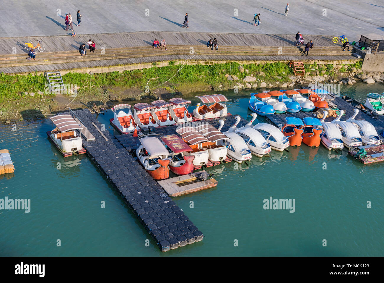 TAIPEI, TAIWAN - MARCH 27: View of Bitan riverside park waterfront area ...