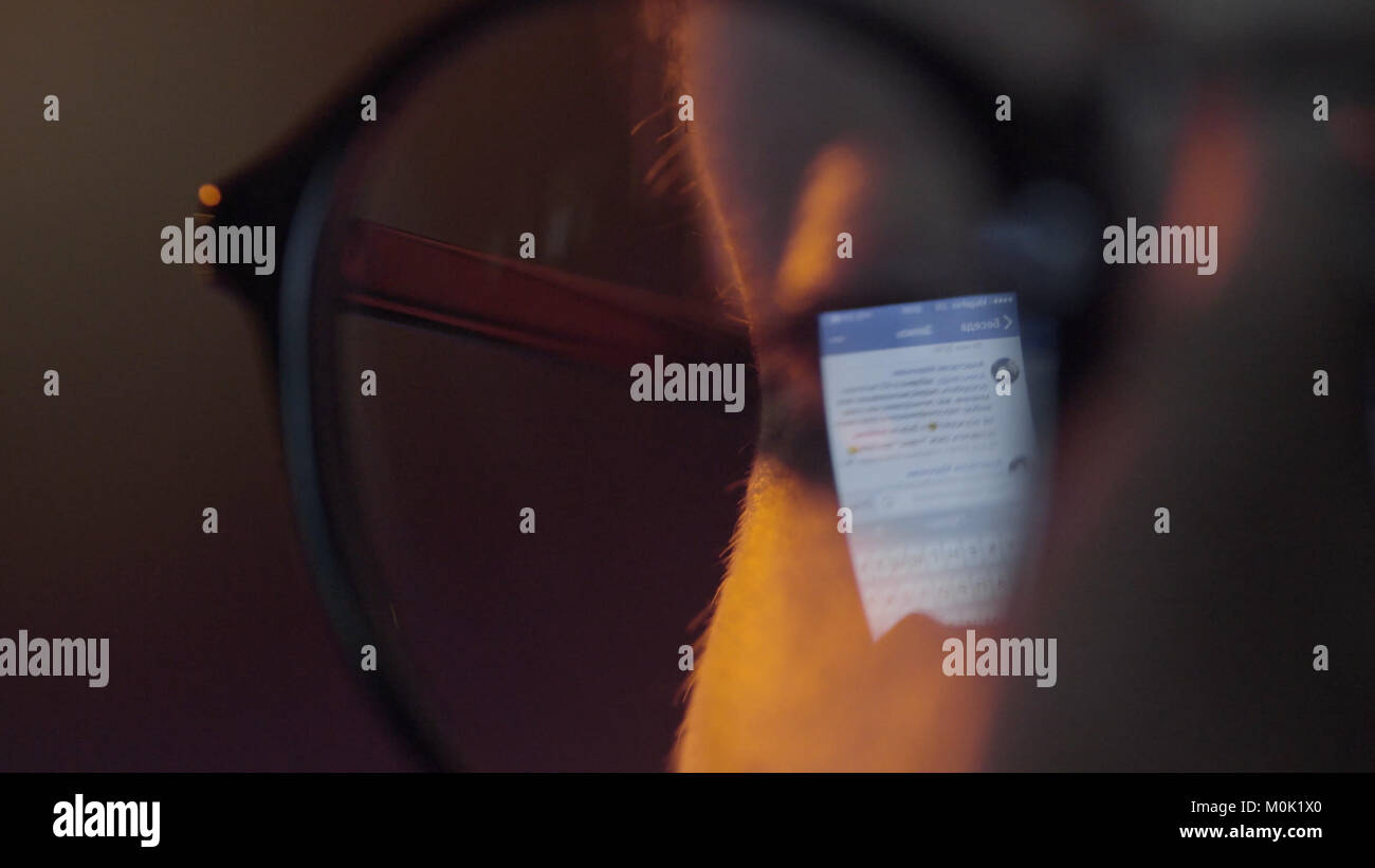 Woman eye looking monitor, surfing Internet. woman with glasses eyes ...