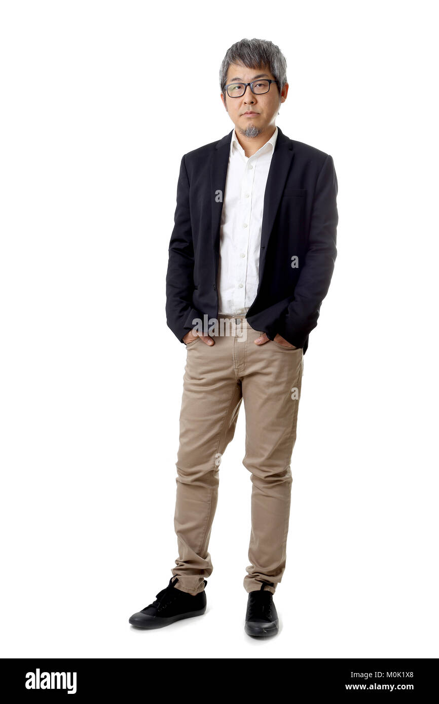 The Asian man standing on the white background Stock Photo - Alamy