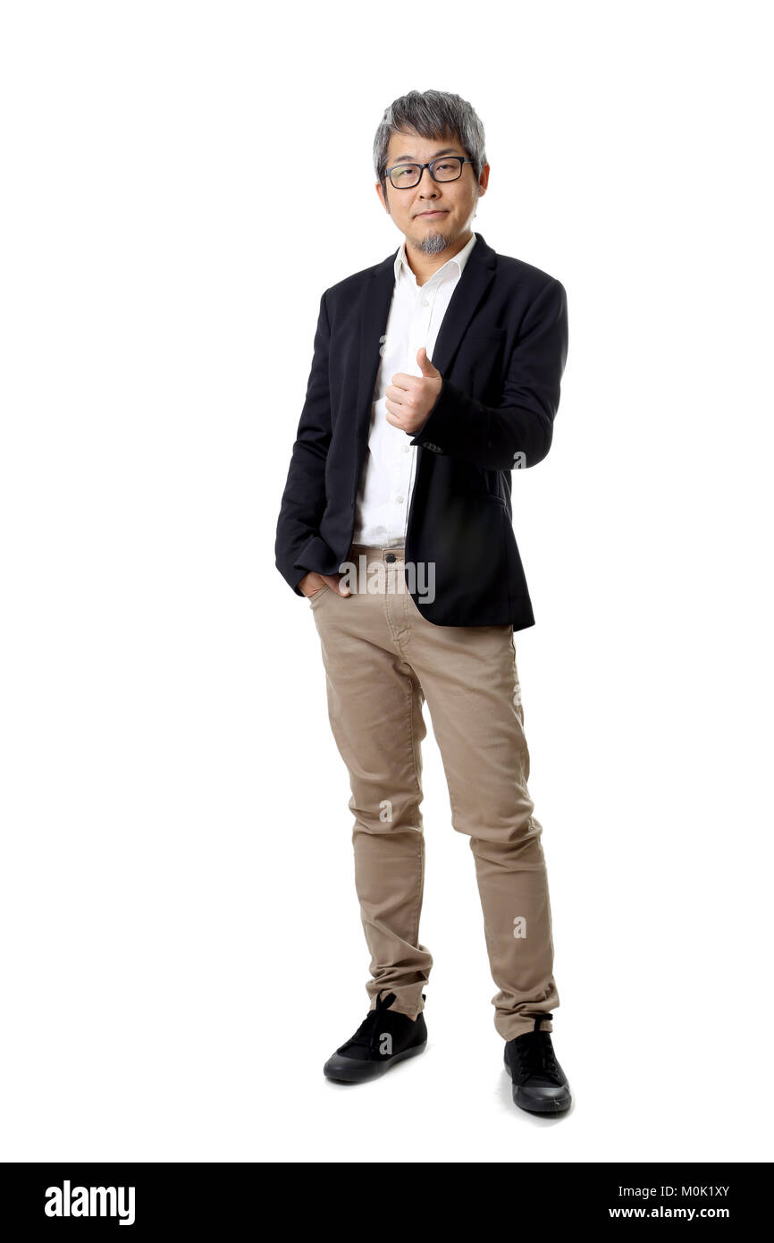 The Asian man standing on the white background Stock Photo - Alamy
