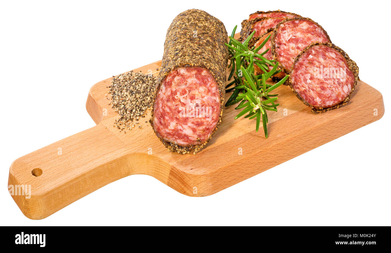 Pepper Crusted Salami Stock Photo - Alamy