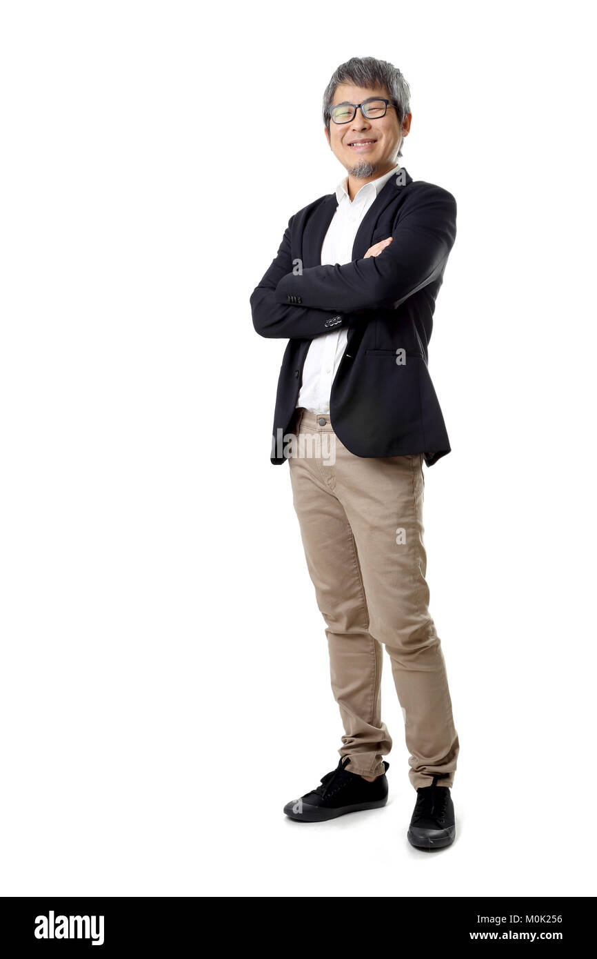 The Asian man standing on the white background Stock Photo - Alamy