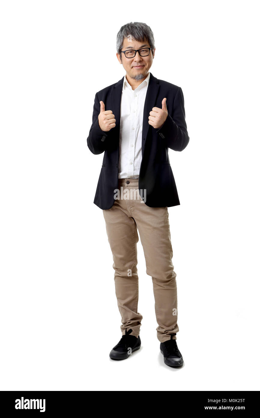The Asian man standing on the white background Stock Photo - Alamy
