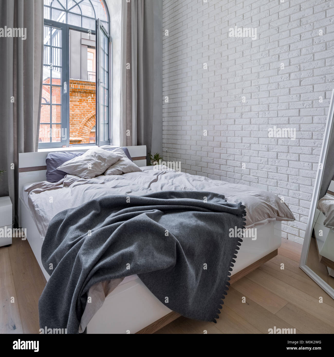 Loft interior white brick wall furniture hi-res stock photography and ...