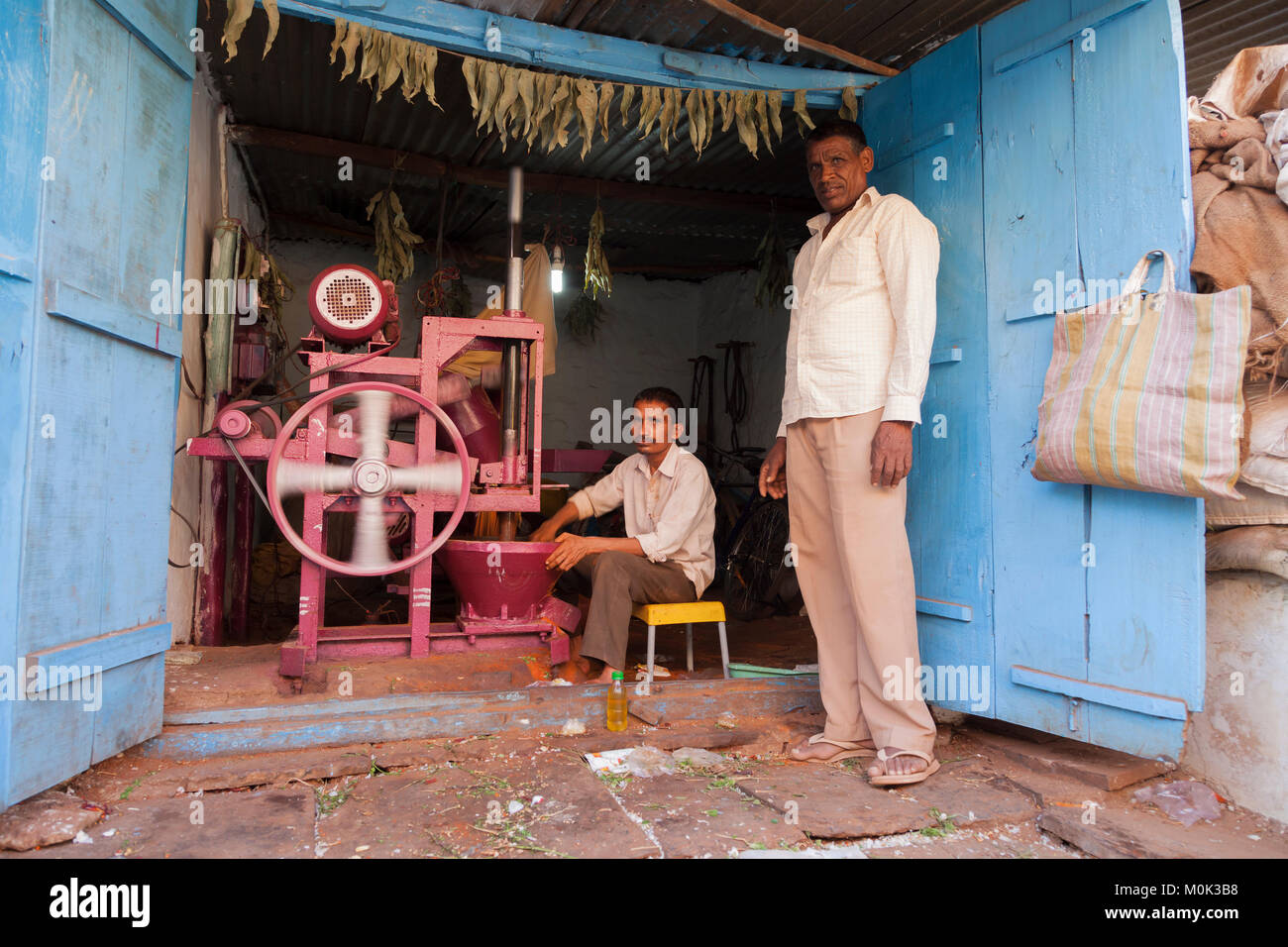 India, Karnataka, Badami, Spice Grinding Machines Stock Photo - Alamy