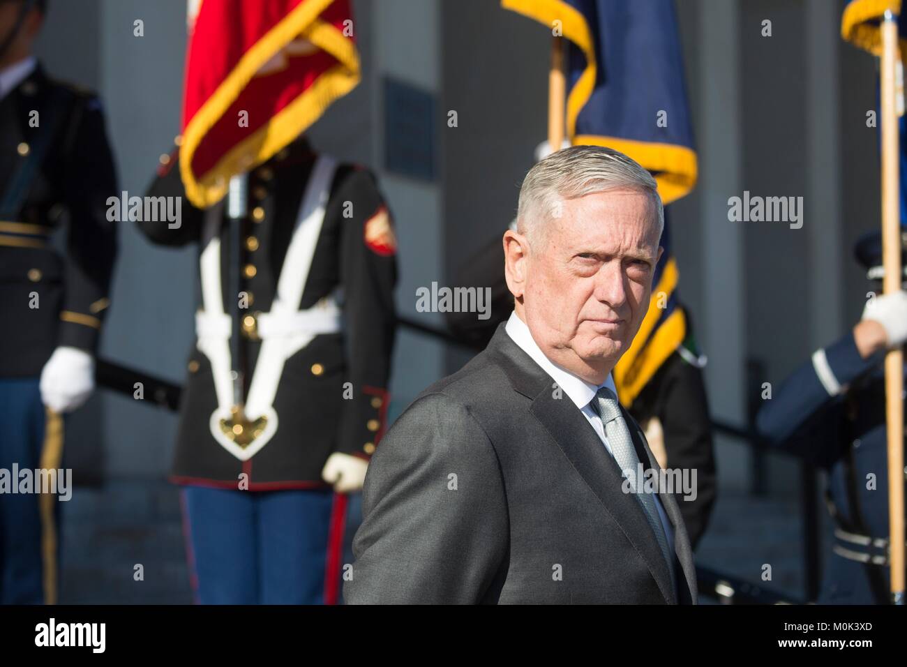 U.S. Defense Secretary James Mattis arrives at the Pentagon January 18 ...