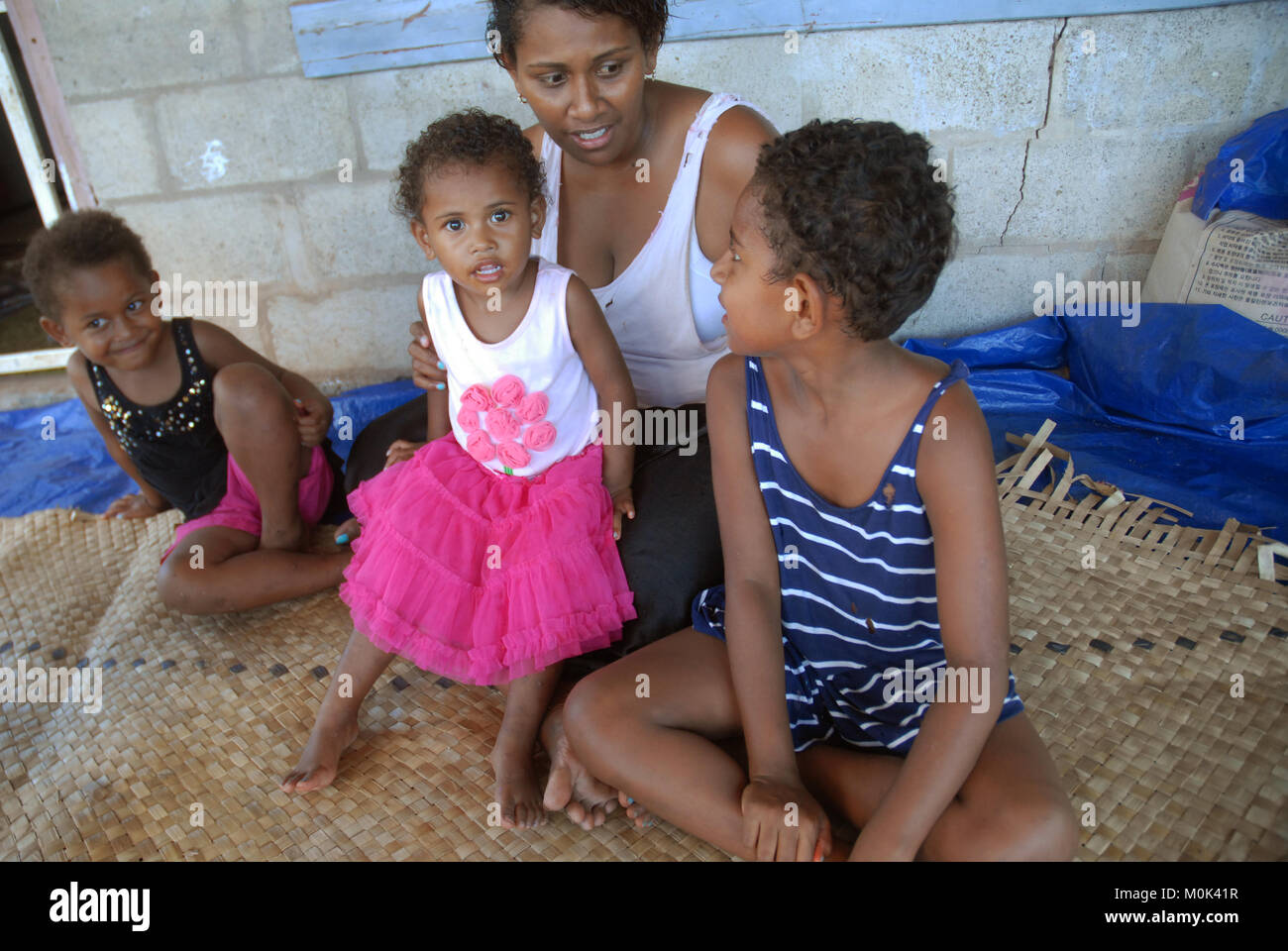 Mother and her 3 children, Rakirali, Fiji Stock Photo - Alamy