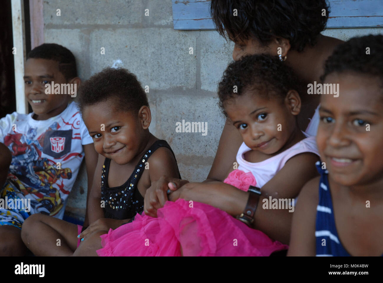 Mother and her 3 children, Rakirali, Fiji Stock Photo - Alamy