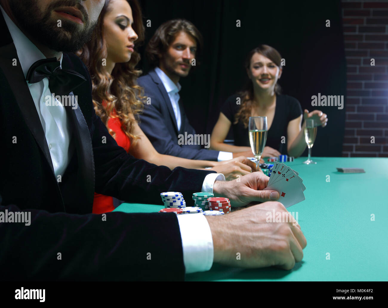 Closeup of poker hand of aces in pastel colors Stock Photo - Alamy